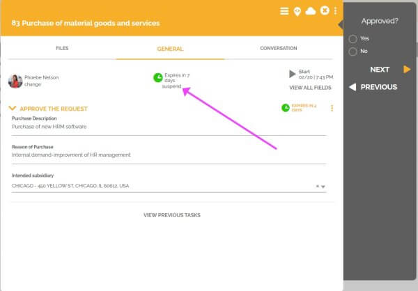 Suspend a work item and current tasks deadline