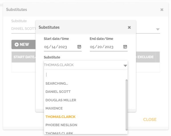Substitution of a user during an absence