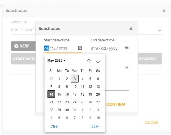 Substitution of a user during an absence