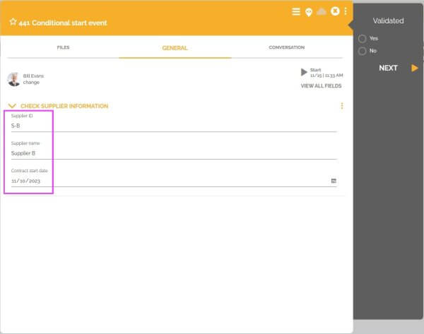 Conditional start event