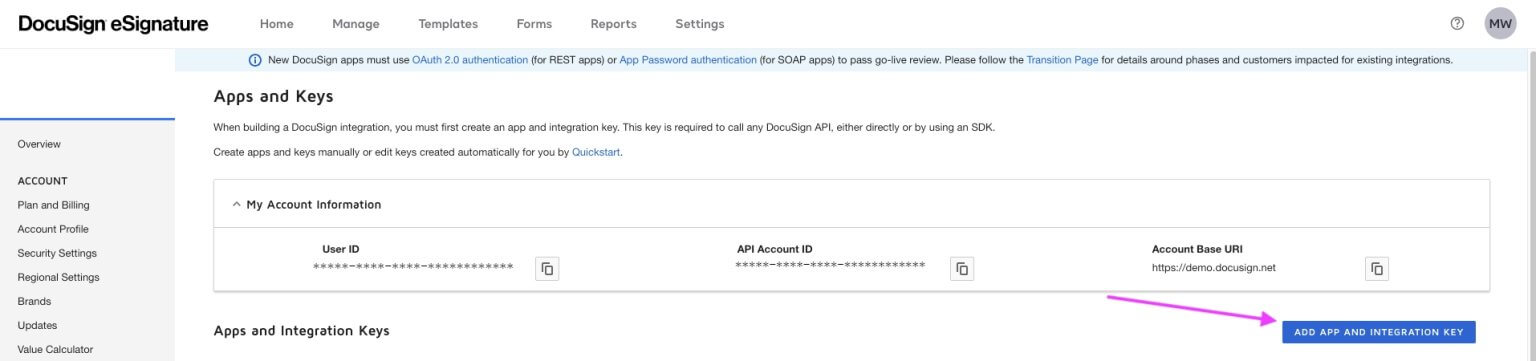 Configure DocuSign integration